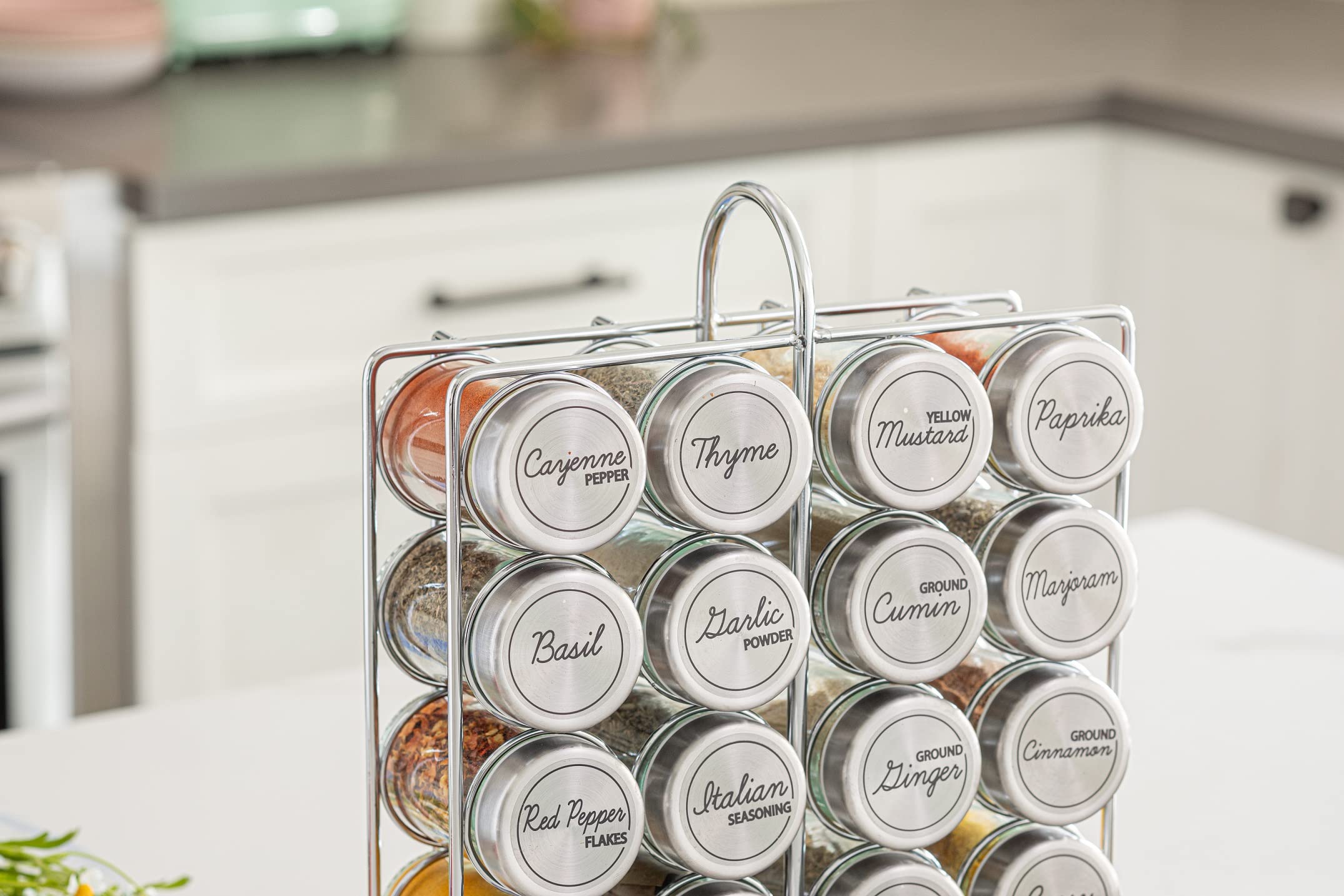 orii 20 Jar Spice Rack Stainless Steel Filled with Spices - Standing Rack Shelf Holder & Countertop Spice Rack Tower Organizer for Kitchen Spices with Free Spice Refills for 5 Years