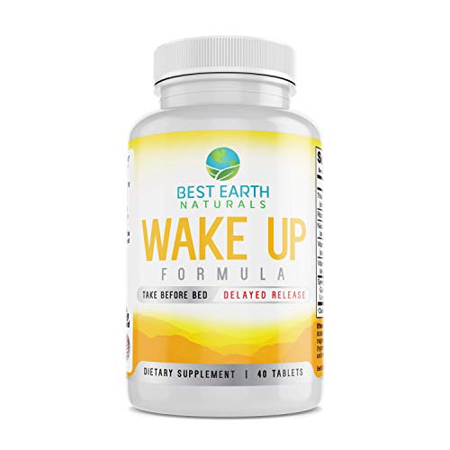 Best Earth Naturals Wake Up Formula, Supplement Taken at Bedtime and Works While You Sleep for Delayed Time Release Energy in Morning. Alternative to Coffee and Morning Alarm Clock 40 Count