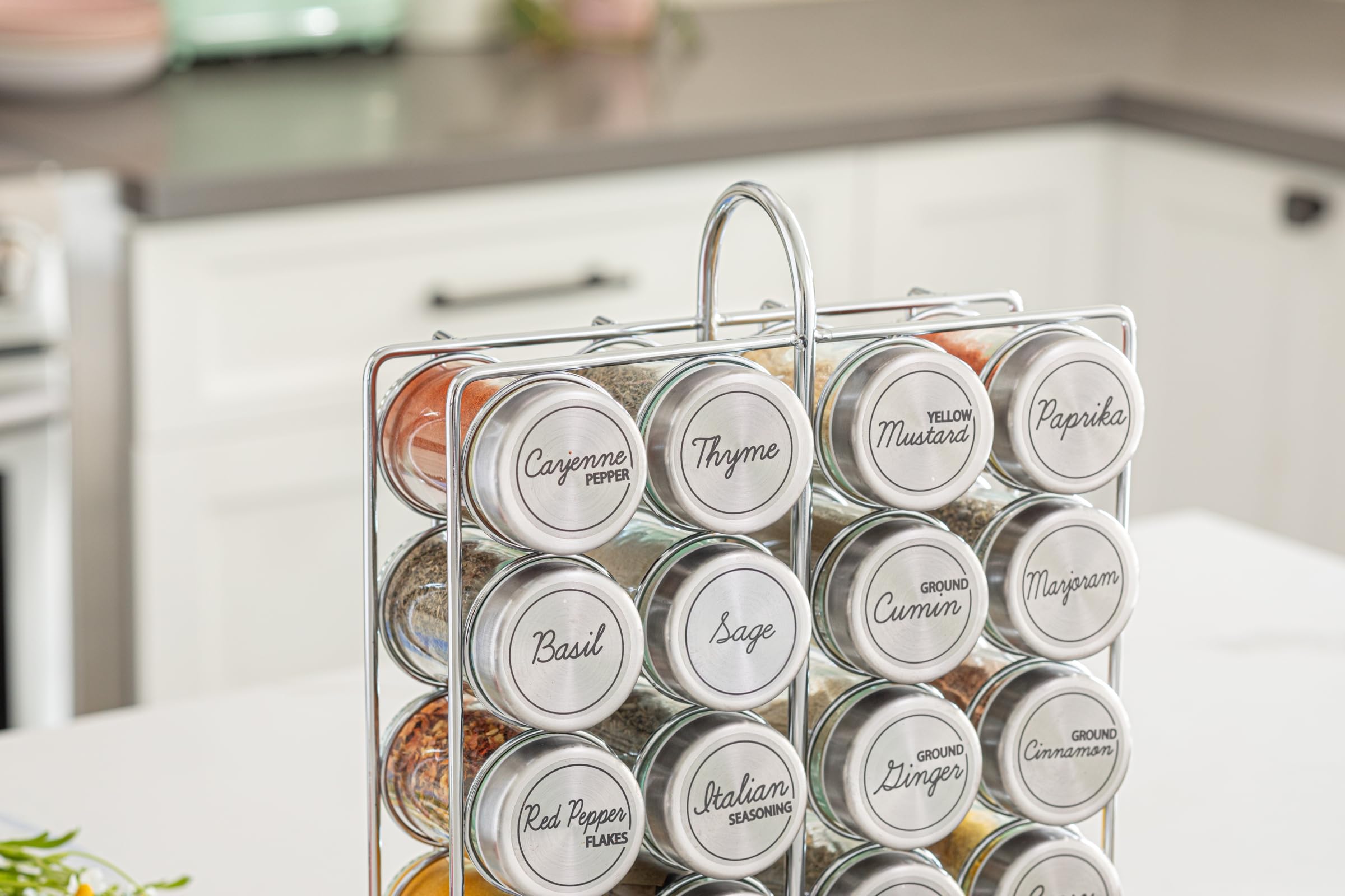 orii 20 Jar Spice Rack Stainless Steel Filled with Spices - Standing Rack Shelf Holder & Countertop Spice Rack Tower Organizer for Kitchen Spices with Free Spice Refills for 5 Years
