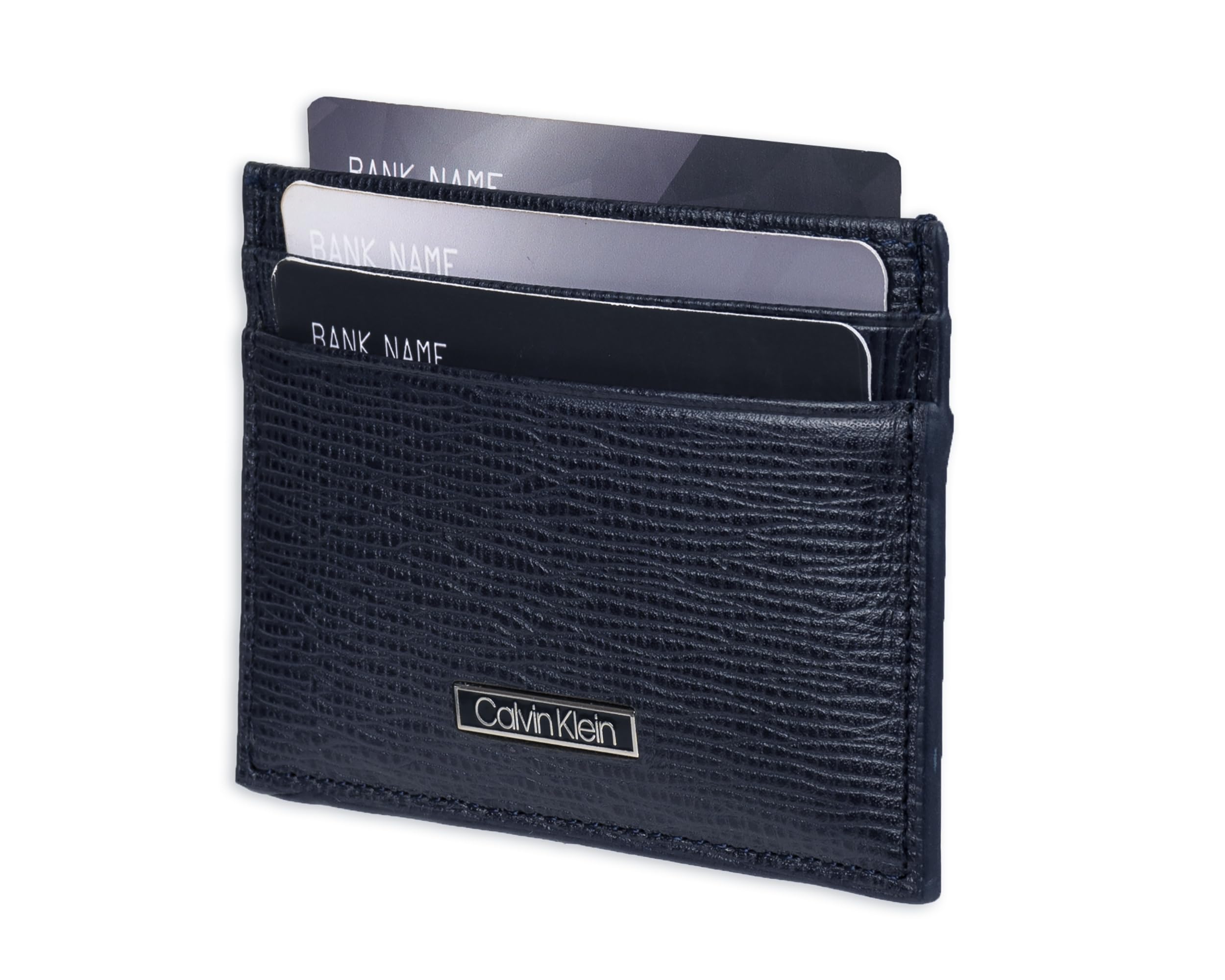 Calvin Klein Men's Wallet Sets-Minimalist Bifold and Card Cases, Navy Bessemer, One Size