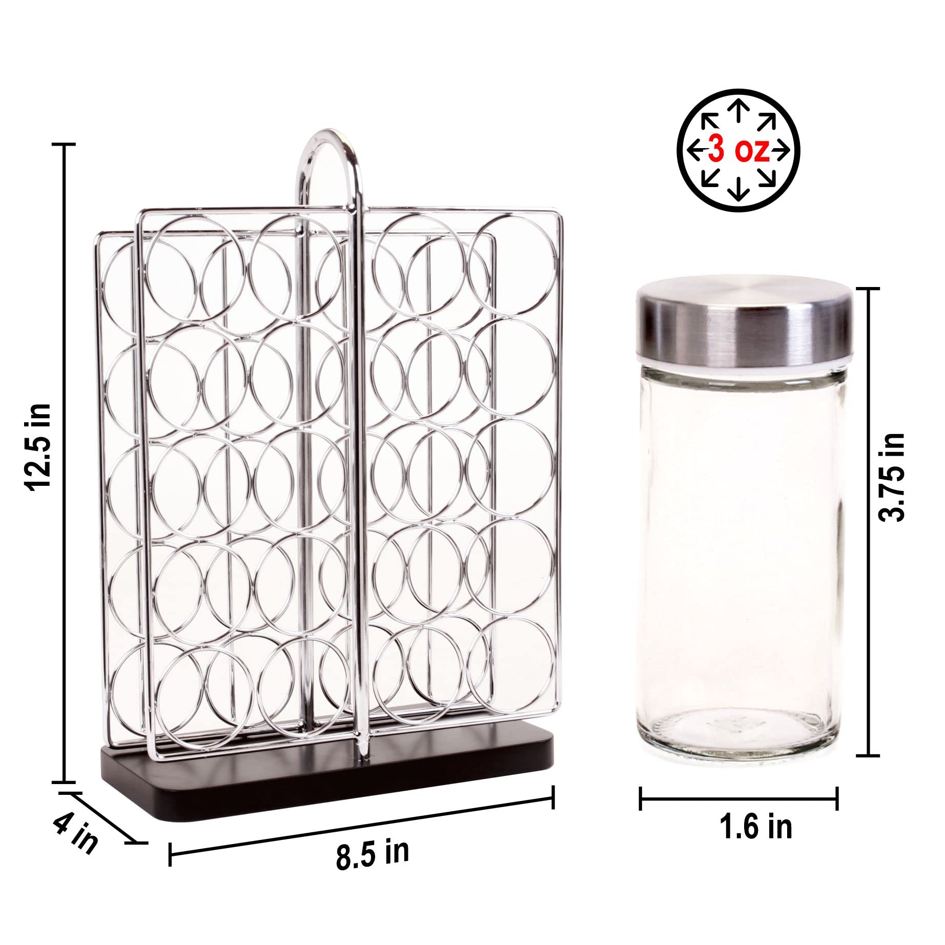 orii 20 Jar Spice Rack Stainless Steel Filled with Spices - Standing Rack Shelf Holder & Countertop Spice Rack Tower Organizer for Kitchen Spices with Free Spice Refills for 5 Years