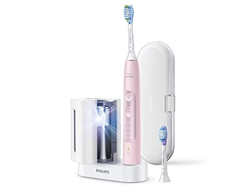 PHILIPS Sonicare ExpertClean 7700 Rechargeable Electric Toothbrush with Bluetooth & UV Sanitizer, HX9630/17, Pink