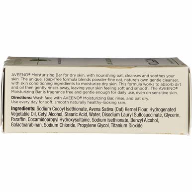 Aveeno Moisturizing Bar with Natural Colloidal Oatmeal for Dry Skin, Fragrance Free, 3.5 Oz (2 Pack)