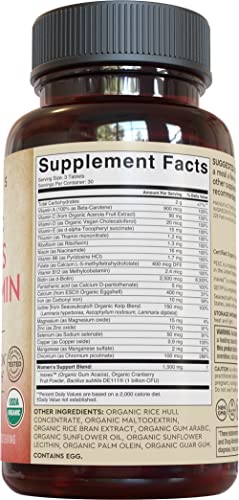 Organic Multivitamins for Women with Probiotics (90 Tablets) – Women Multivitamins for Daily Energy, Digestive Health and Immune Support Supplement with Vitamin B12, C, D and E, Iron, Folate.