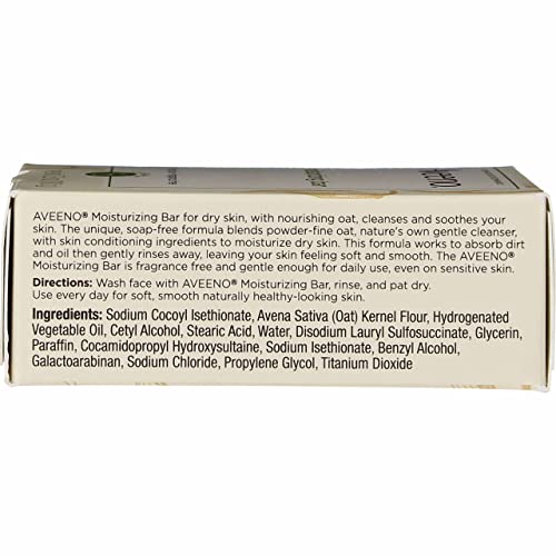Aveeno Moisturizing Bar with Natural Colloidal Oatmeal for Dry Skin, Fragrance Free, 3.5 Oz (2 Pack)