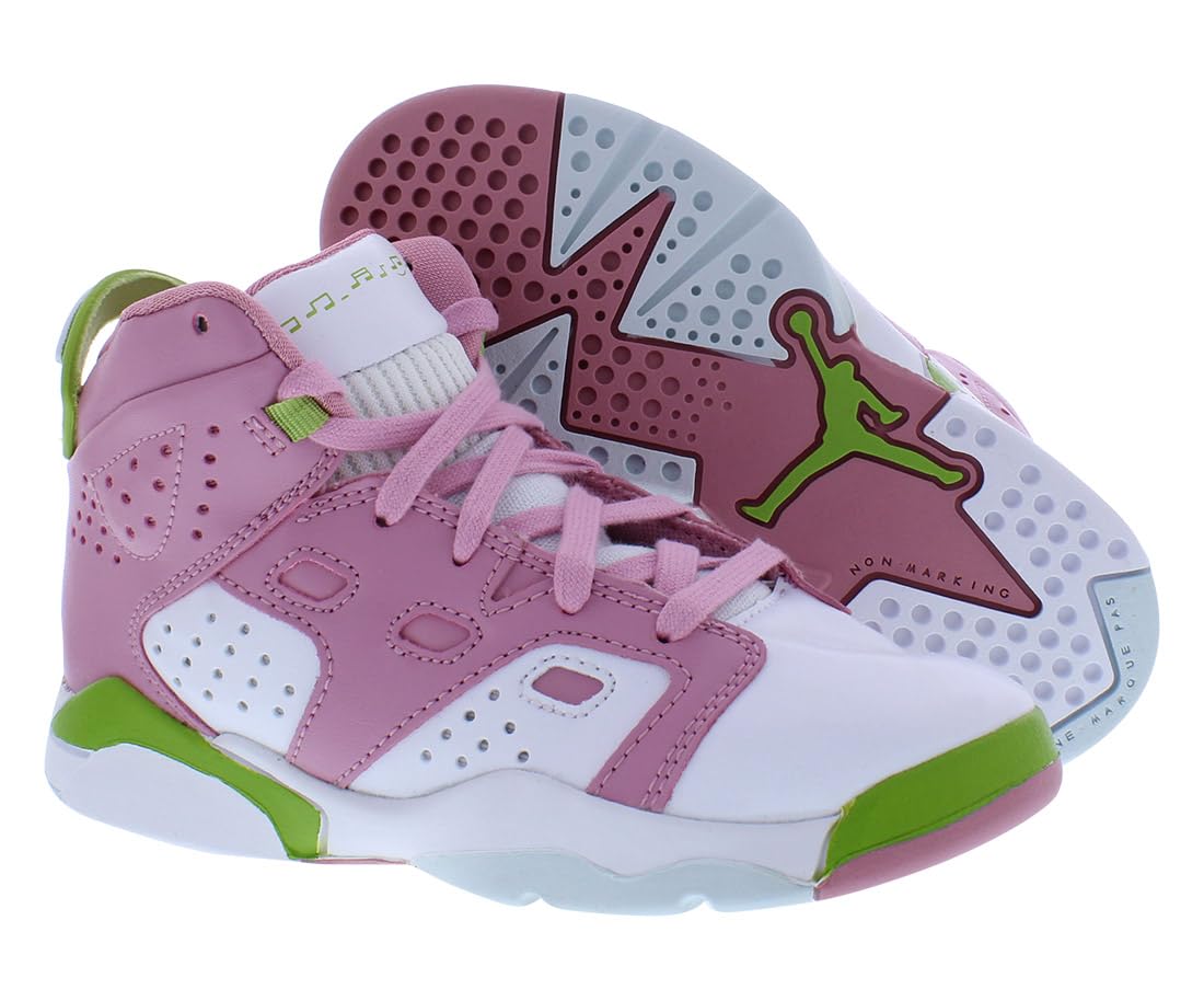 Nike Jordan 6-17-23 PS Girls Shoes Size 1, Color: Pink/White/Green-Pink