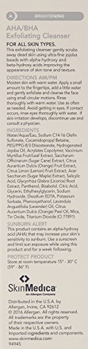 SkinMedica AHA/BHA Exfoliating Cleanser, 6 Fl Oz