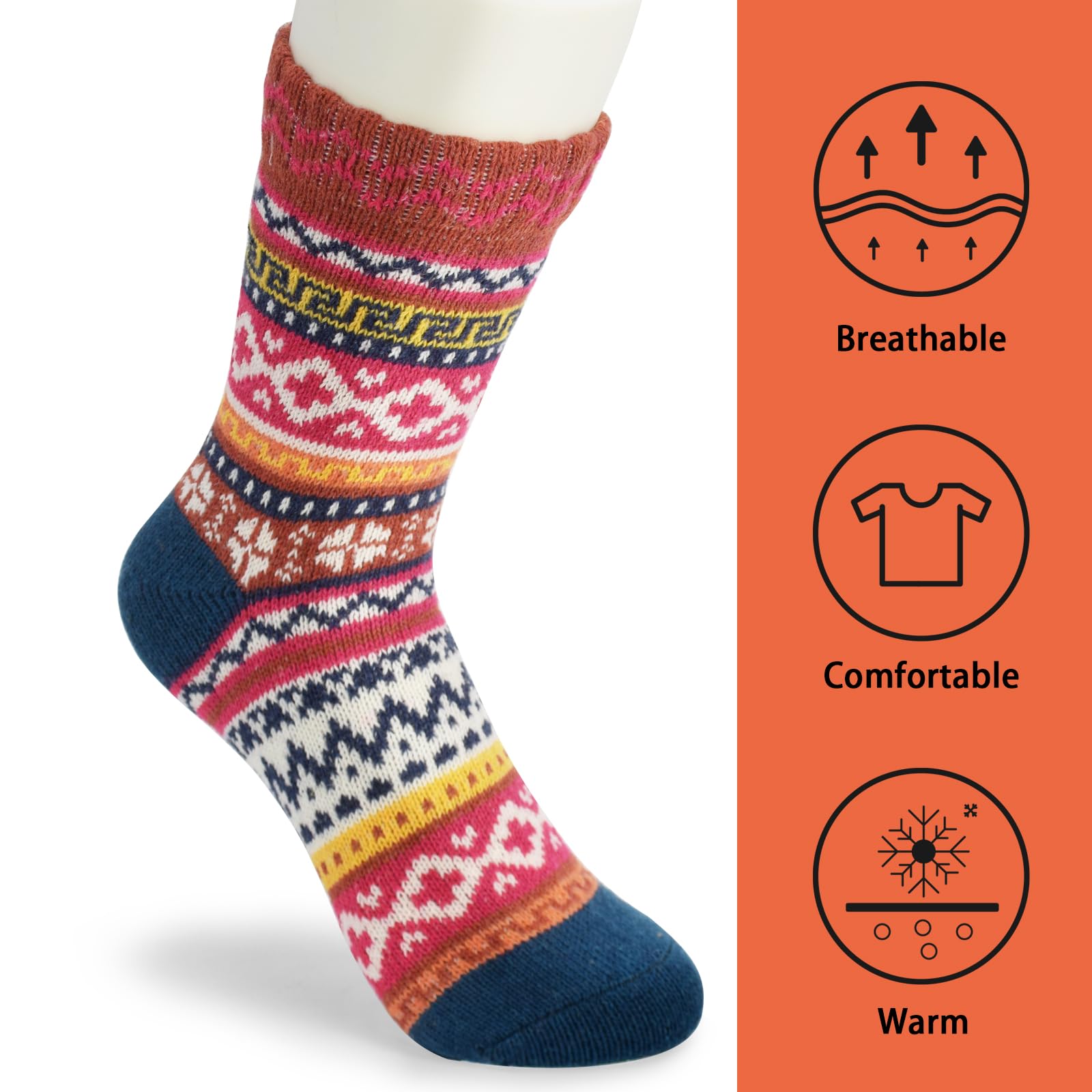 LQQBOX 10 Pairs Wool Socks for Women, Winter Warm Socks Thick Soft Socks Gifts for Women