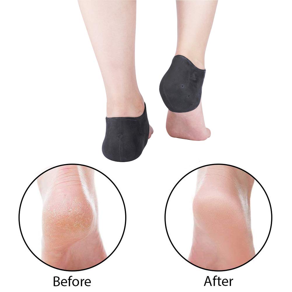 ASRAM Unisex Gel Heel Cushion Insert Pads, Black and White Guarantee