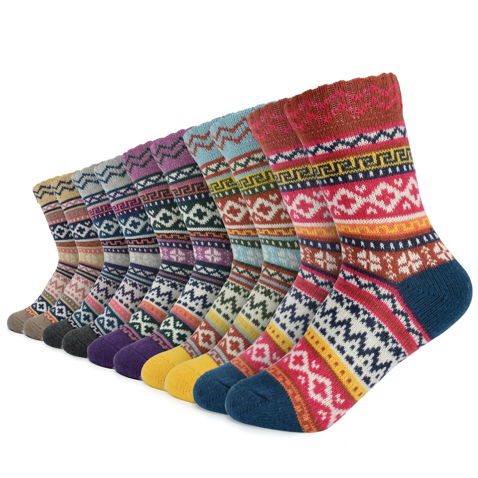 LQQBOX 10 Pairs Wool Socks for Women, Winter Warm Socks Thick Soft Socks Gifts for Women