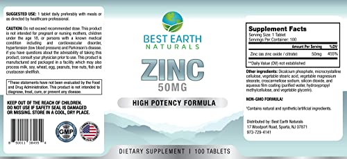 Zinc 50 mg Immune Support and Antioxidant Supplement, 100 Count