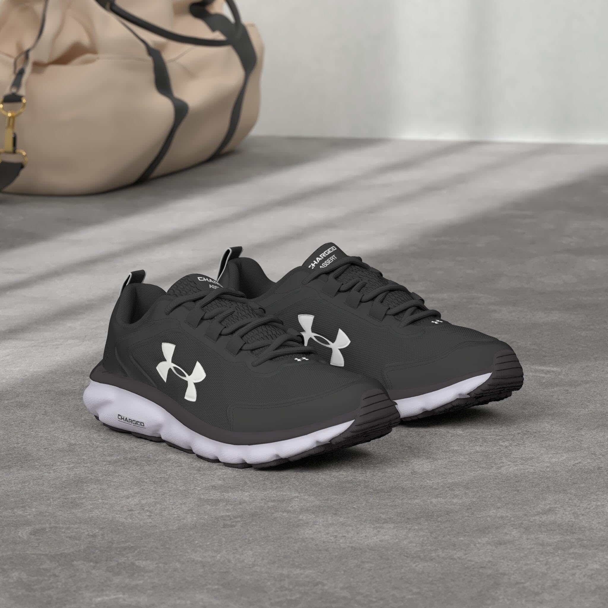 Under Armour Women's Charged Assert 9, Black (001)/White, 7 M US