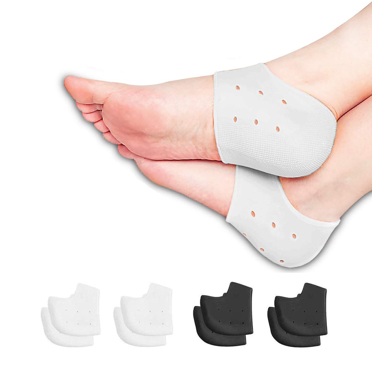 ASRAM Unisex Gel Heel Cushion Insert Pads, Black and White Guarantee