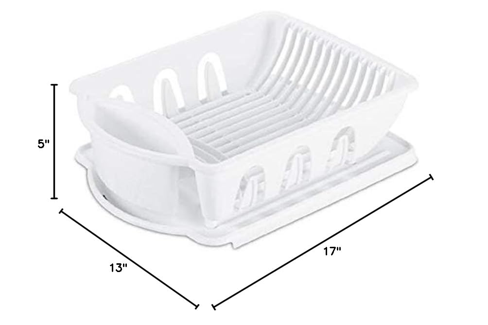 Sterilite 06218006 Sink Dish Rack Drainer, White