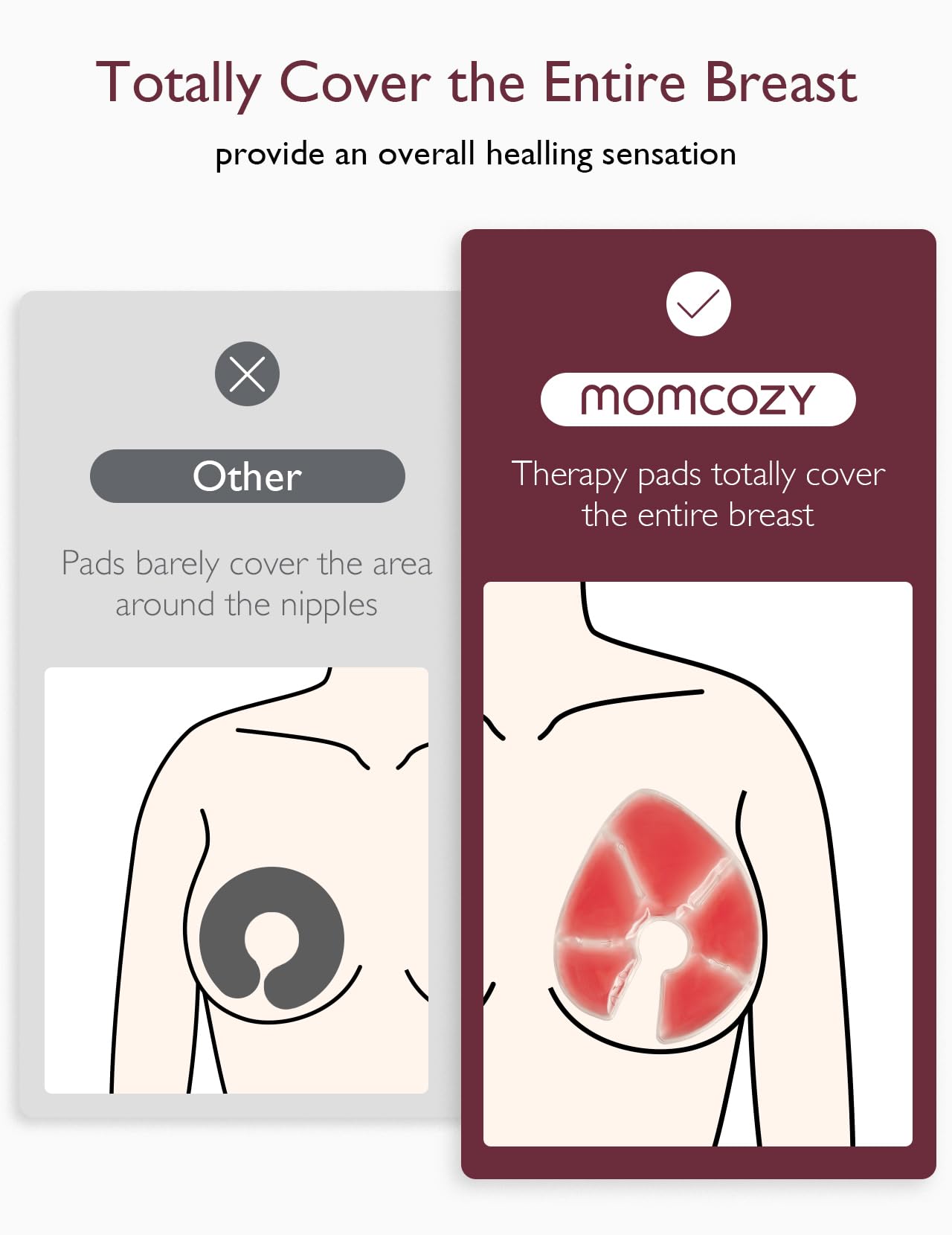 Momcozy Large Reusable Breast Therapy Packs, Temp-Sensing Hot and Cold Gel Breast Pads, Breastfeeding Essentials for Relieve Clogged Ducts, Nipple Pain, Improve Milk Flow, Engorgement, 2 Pack