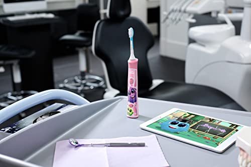 Philips Sonicare for Kids 3+ Bluetooth Connected Rechargeable Electric Power Toothbrush, Interactive for Better Brushing, Pink, HX6351/41