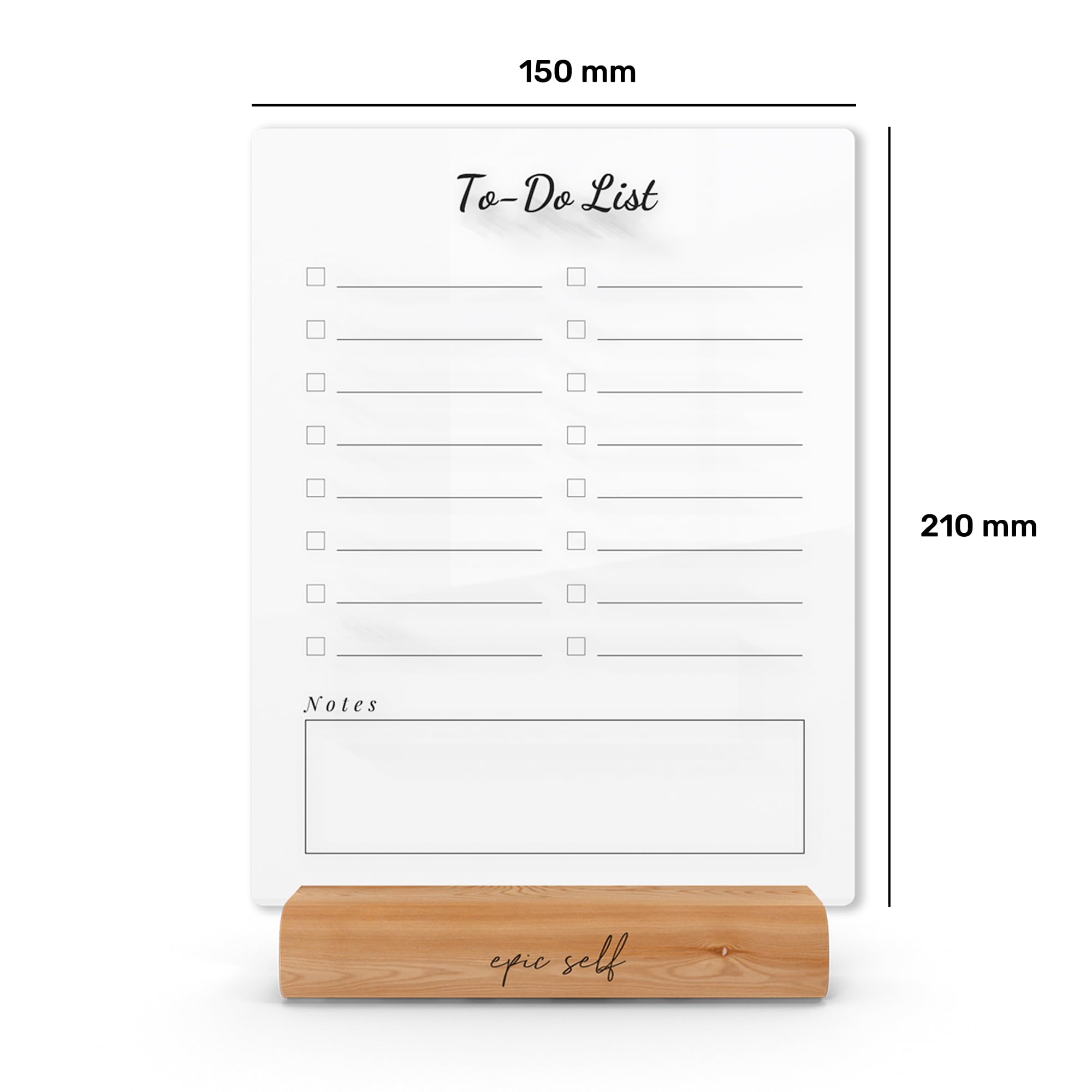 Epic Self Help – Acrylic To-Do List – Laser Cut Calendar for Organization & Focus – Clear Wipe Clean Dry-Erase Board – Desk Planner Stand – Minimalist Design for Office or Bedroom – Productivity Tool