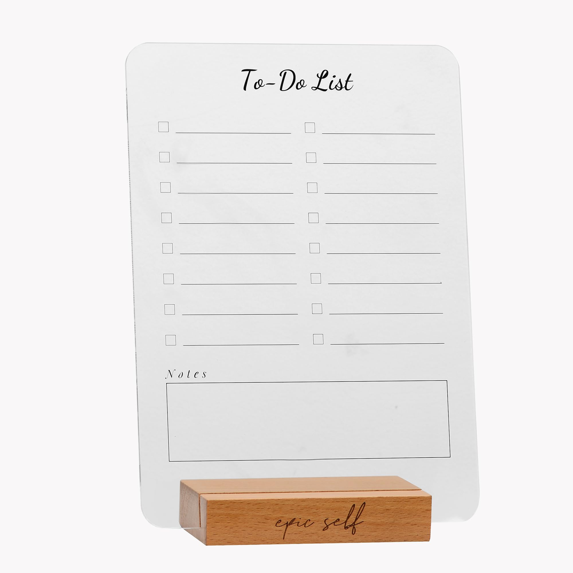 Epic Self Help – Acrylic To-Do List – Laser Cut Calendar for Organization & Focus – Clear Wipe Clean Dry-Erase Board – Desk Planner Stand – Minimalist Design for Office or Bedroom – Productivity Tool