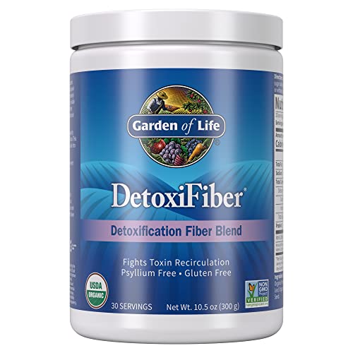 Garden of Life Organic Unflavored Fiber Powder Detox Blend with Chia, Alfalfa & Barley for Herbal Cleanse, Gut Health Support - Detoxifiber - Non-GMO, Gluten-Free, Psyllium Free, Vegan, 30 Servings