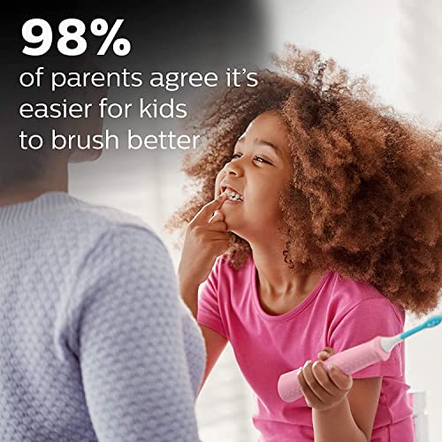 Philips Sonicare for Kids 3+ Bluetooth Connected Rechargeable Electric Power Toothbrush, Interactive for Better Brushing, Pink, HX6351/41