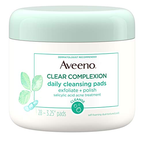Aveeno Clear Complexion Daily Facial Cleansing Pads with Salicylic Acid Acne Treatment, 28 ct