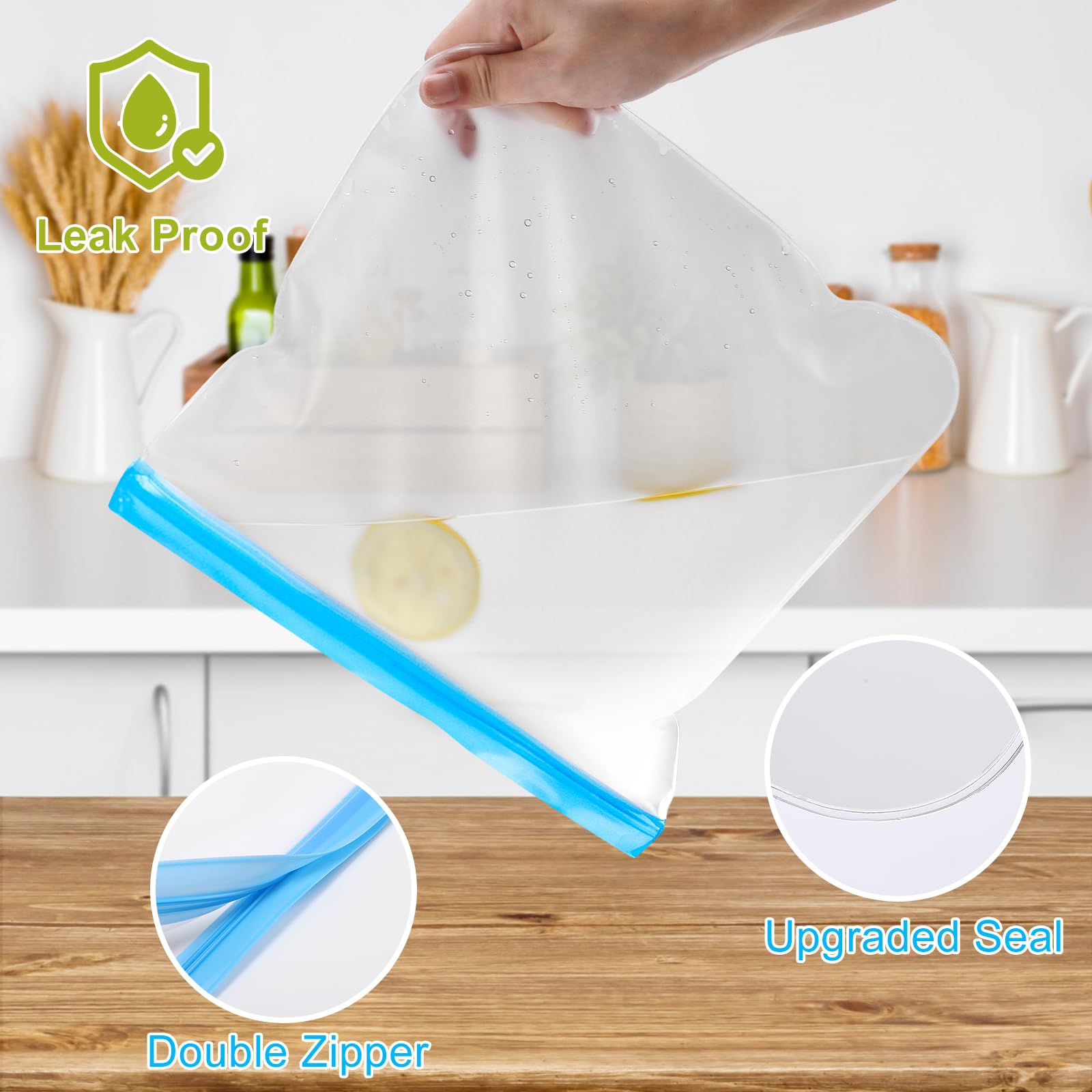 Reusable Sandwich Bags Dishwasher Safe,9 Pack Reusable Quart Bags Extra Thick Leak-proof Reusable Bags Silicone for Marinate Meats, Cereal, Sandwich, Travel Items, Home Organization(Grey)