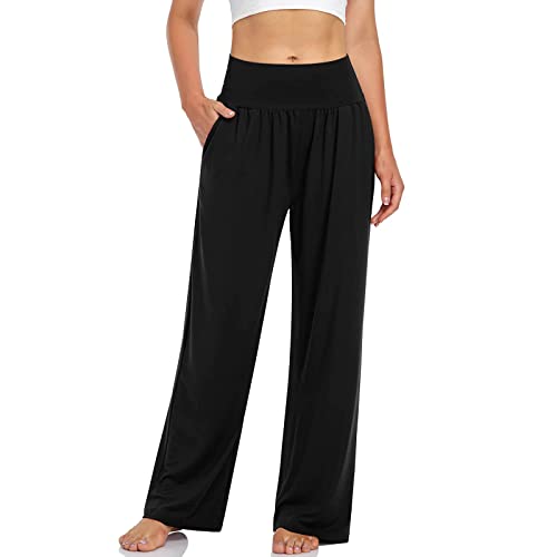 Amazon Orders on My Account Capri Sweatpants for Women 3 Pack Women's Solid High Waisted Palazzo Pants Stretch Pull-on Jeggings with Pockets Comfy Jogging Jogger Pants Black M