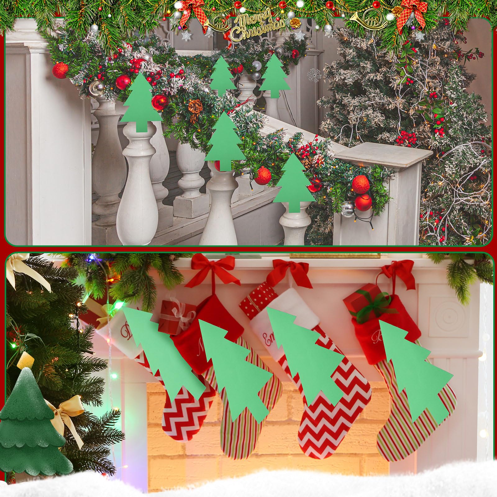 Seajan 100 Pcs Green Paper Christmas Tree 12 Inch Christmas Tree Shape Cutouts Double Sided Cardboard Christmas Tree for Craft Bulletin Board School Classroom Xmas Winter Party Decor