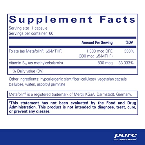 Pure Encapsulations B12 Folate | Energy Supplement to Support Nerves* | 60 Capsules