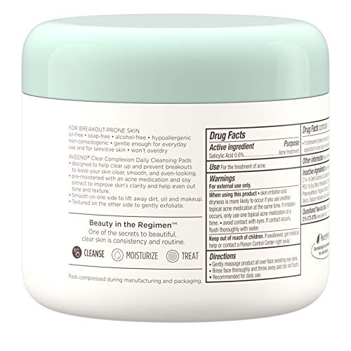 Aveeno Clear Complexion Daily Facial Cleansing Pads with Salicylic Acid Acne Treatment, 28 ct