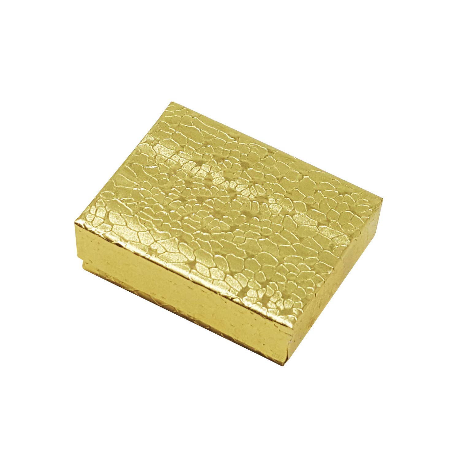 Mooca 100 Pcs Cotton Filled Cardboard Paper Gold Jewelry Box Gift Case #11, 2 1/8 x 1 5/8 x 3/4 Inches, Gold Color