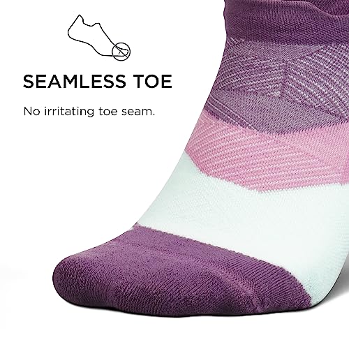 Feetures Elite Max Cushion No Show Tab Ankle Socks - Sport Sock with Targeted Compression - Peak Purple, M (1 Pair)