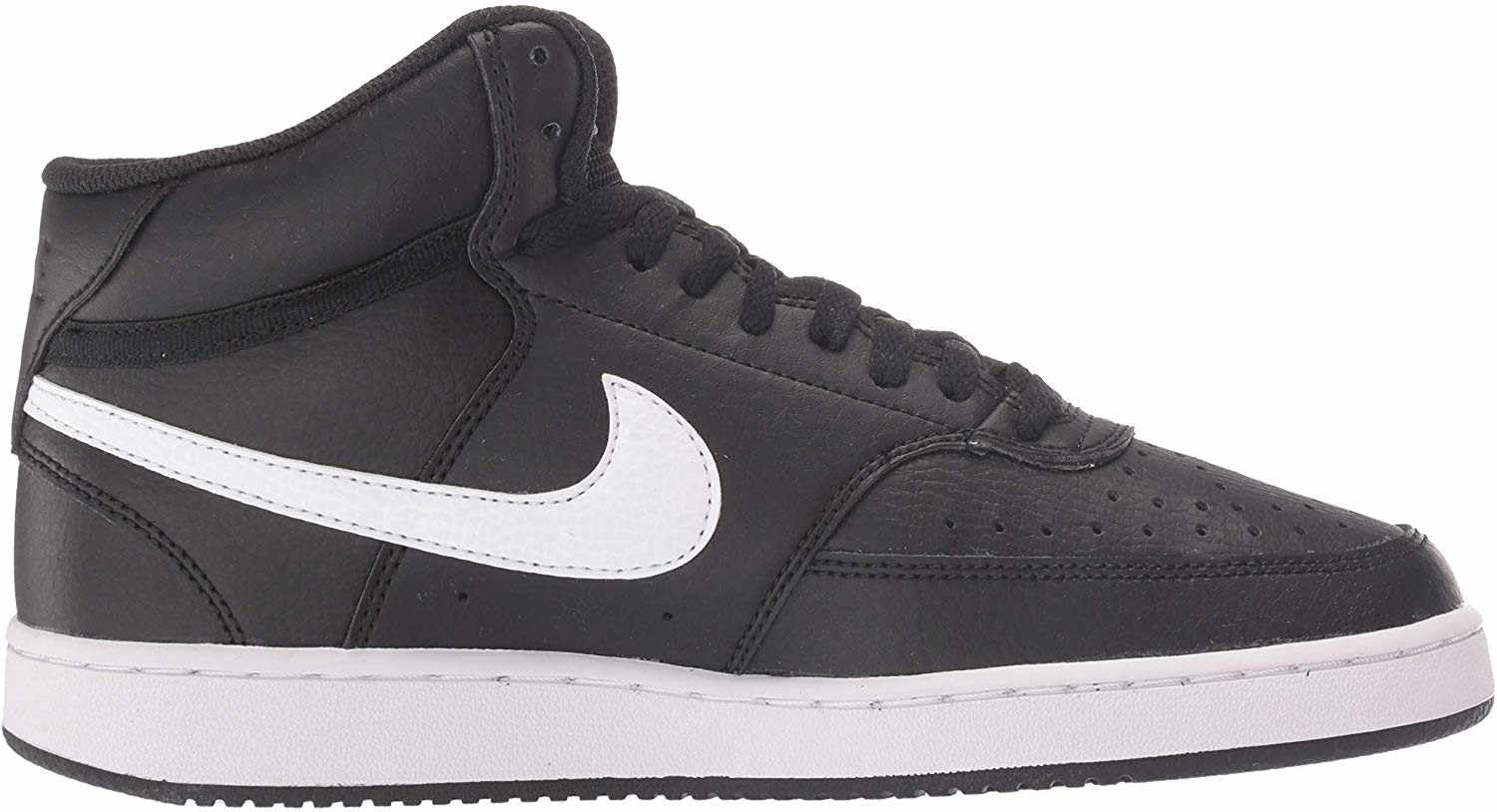 Nike Women's Court Vision Mid Sneaker, Black/White, 6.5