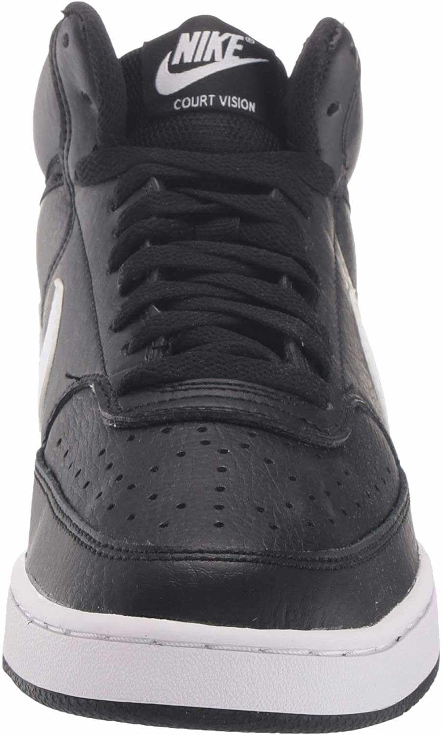 Nike Women's Court Vision Mid Sneaker, Black/White, 6.5