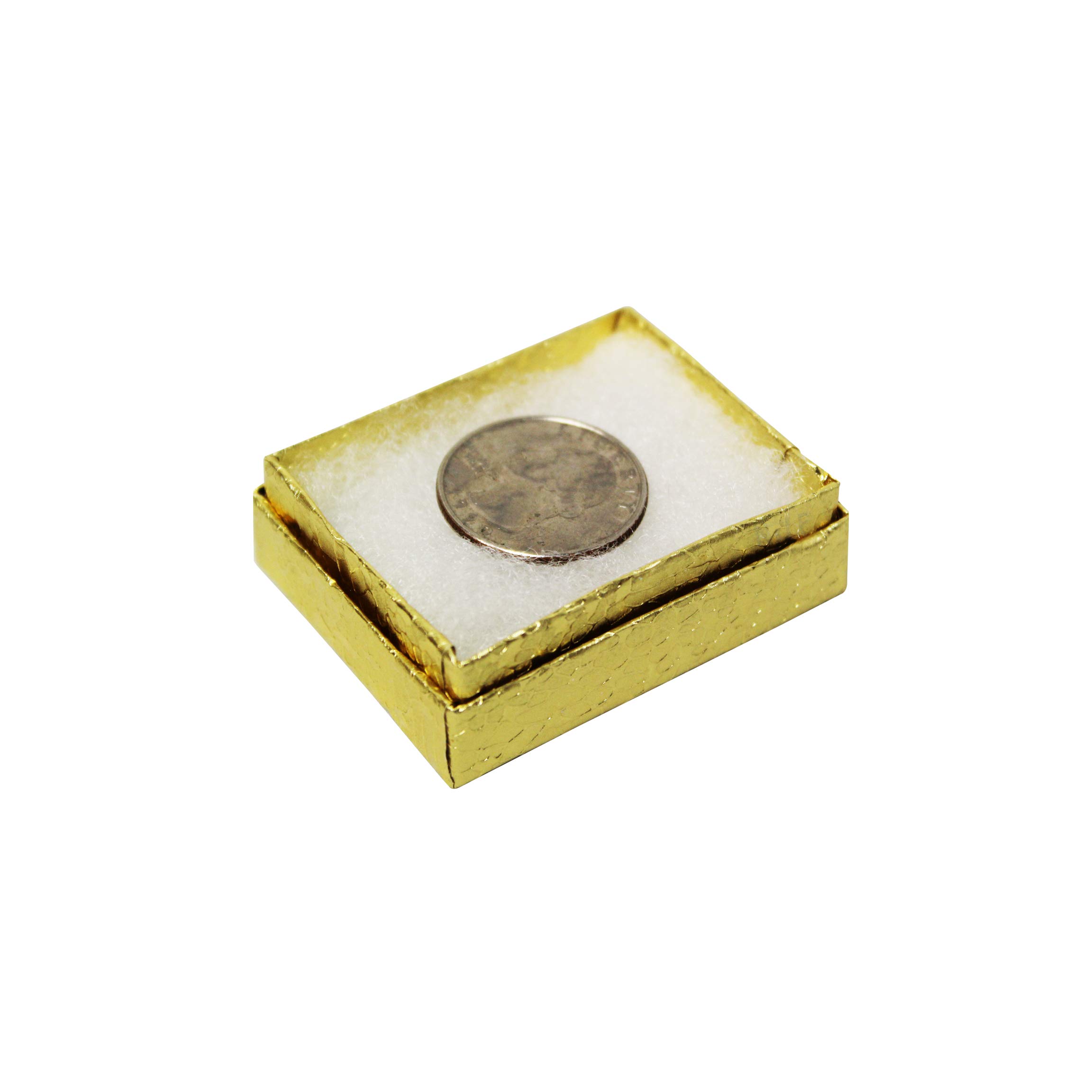 Mooca 100 Pcs Cotton Filled Cardboard Paper Gold Jewelry Box Gift Case #11, 2 1/8 x 1 5/8 x 3/4 Inches, Gold Color