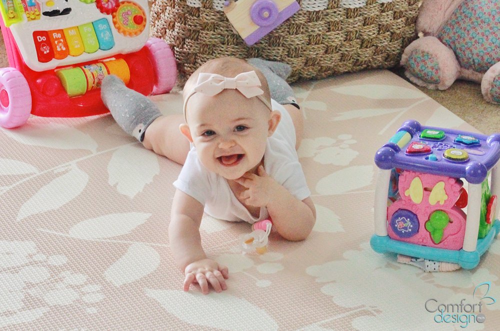 Premium Stylish Foam Floor Mat | Cushy-Soft & Thick | Waterproof, Easy-to-Clean, Hypoallergenic, Non-Toxic, Reversible, Portable | Baby Play Mat, Yoga Mat, Exercise Mat - Large Navy Geo Mountain