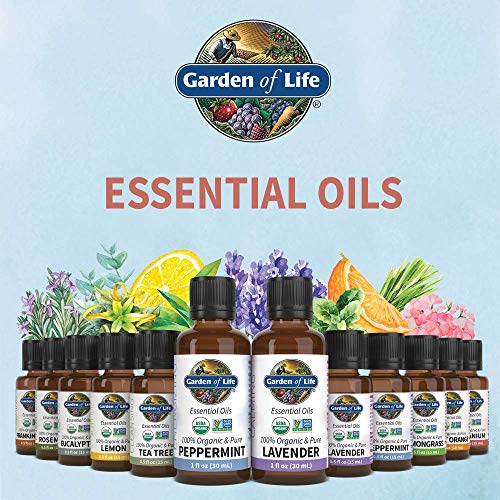 Garden of Life Essential Oil, Geranium 0.5 fl oz (15 mL), 100% USDA Organic & Pure, Clean,Undiluted for Diffuser,Aromatherapy,Meditation - Balance,Relaxation, Calming, Floral,Aromatic (103255)