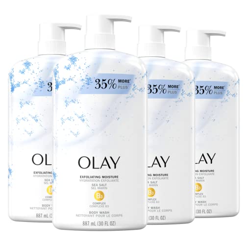 Olay Exfoliating Body Wash with Sea Salts, 30 fl oz (Pack of 4)