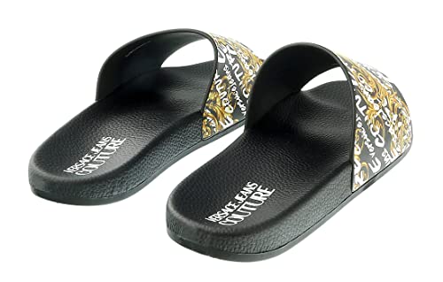 Versace Jeans Couture Black Gold Baroque Pattern Pool Slide-7 for womens