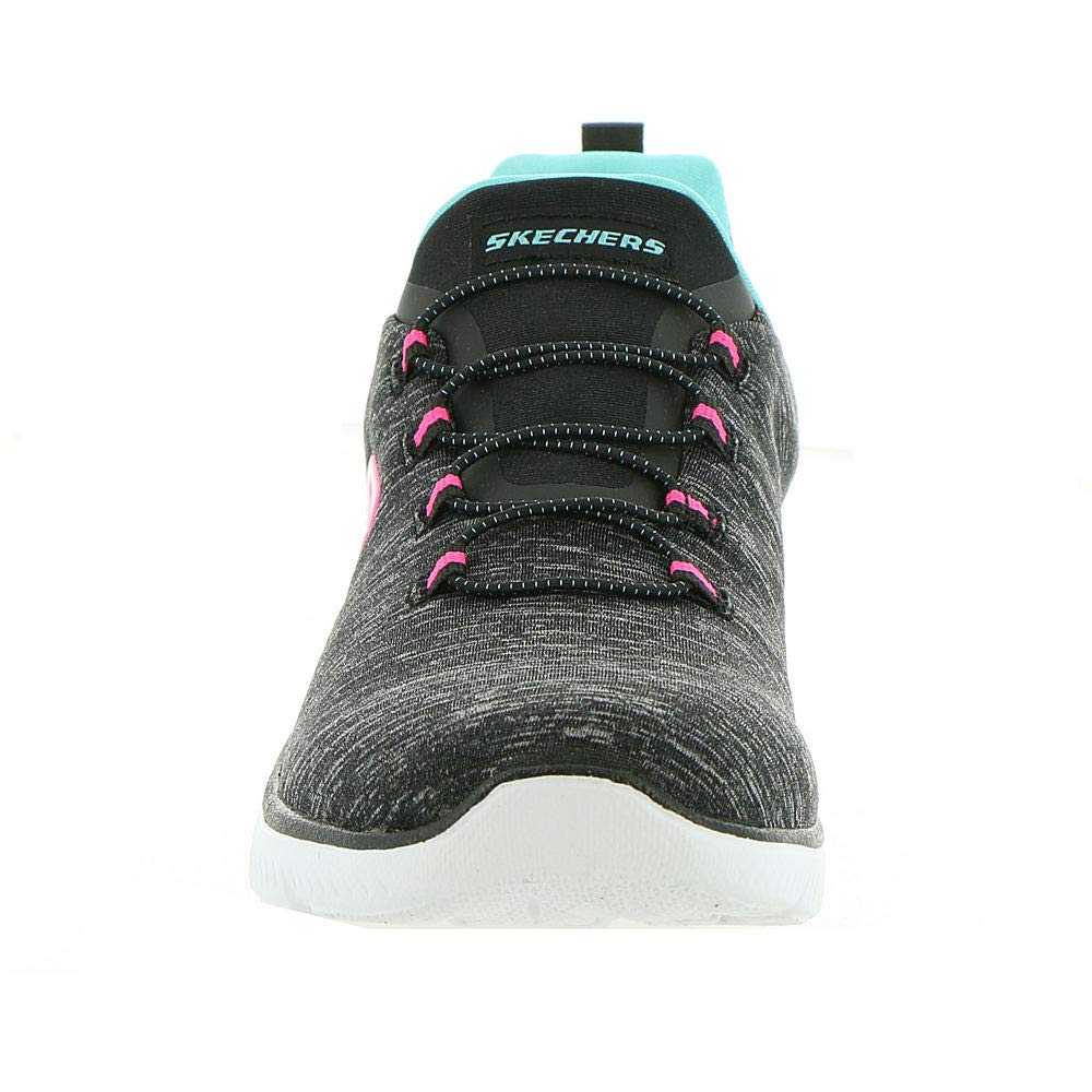 Skechers Women's Sneaker, Black/Light Blue, 8 M US