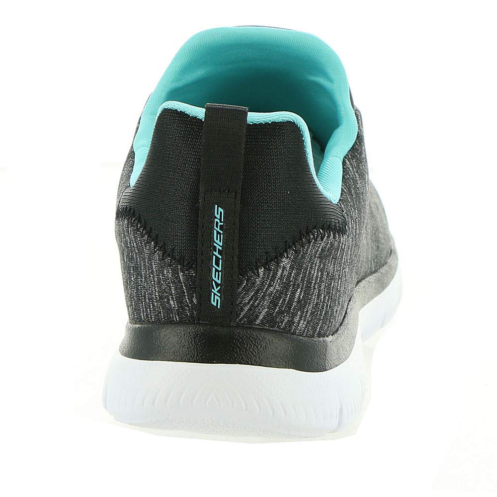 Skechers Women's Sneaker, Black/Light Blue, 8 M US
