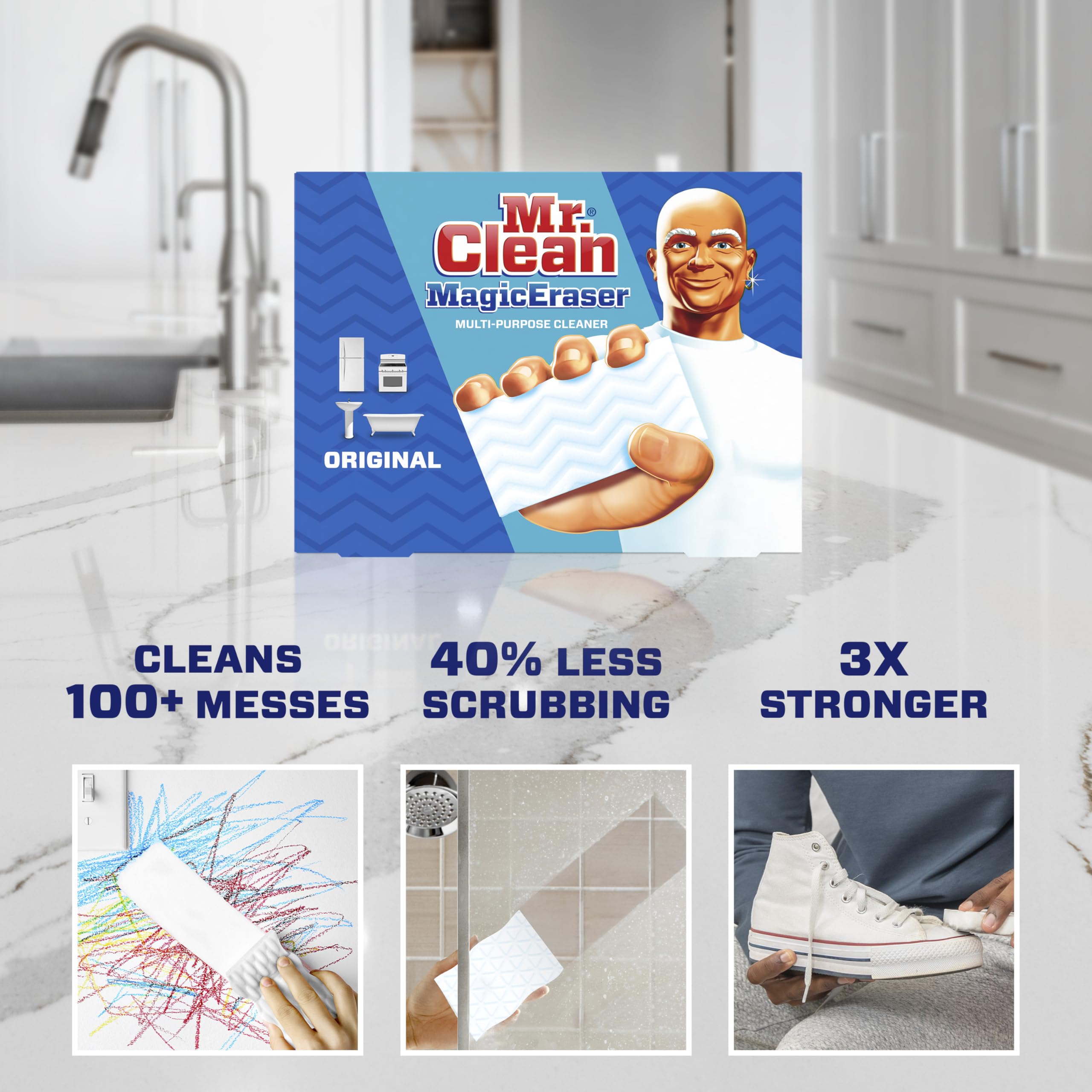 Mr. Clean Magic Eraser Original Cleaning Pads with Durafoam, White, 6 Count