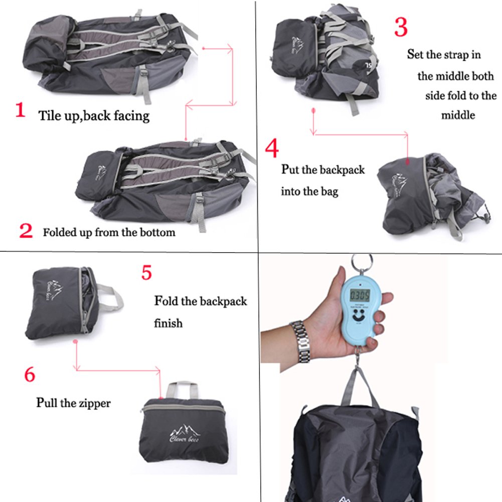 Ultralight Durable 35L Foldable Hiking Daypacks Water-Resistant Lightweight Travel Backpack Pink