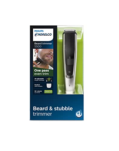 Philips Norelco Beard Trimmer and Hair Clipper Series 5500, electric, cordless, one pass beard trimmer and hair clipper with washable feature for easy clean - No blade oil needed - BT5511/49