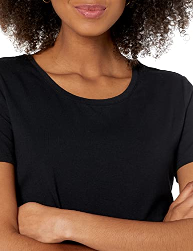 Amazon Essentials Women's Classic-Fit Short-Sleeve Crewneck T-Shirt, Pack of 2, Black/White, X-Large