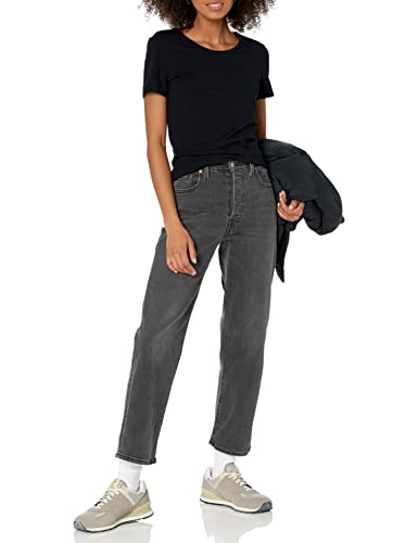 Amazon Essentials Women's Classic-Fit Short-Sleeve Crewneck T-Shirt, Pack of 2, Black/White, X-Large