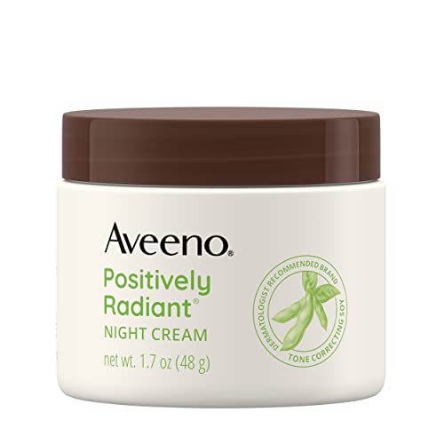 Aveeno Positively Radiant Intensive Moisturizing Night Cream with Total Soy Complex & Vitamin B3, Oil-Free, Non-Greasy, Hypoallergenic & Non-Comedogenic, 1.7 oz