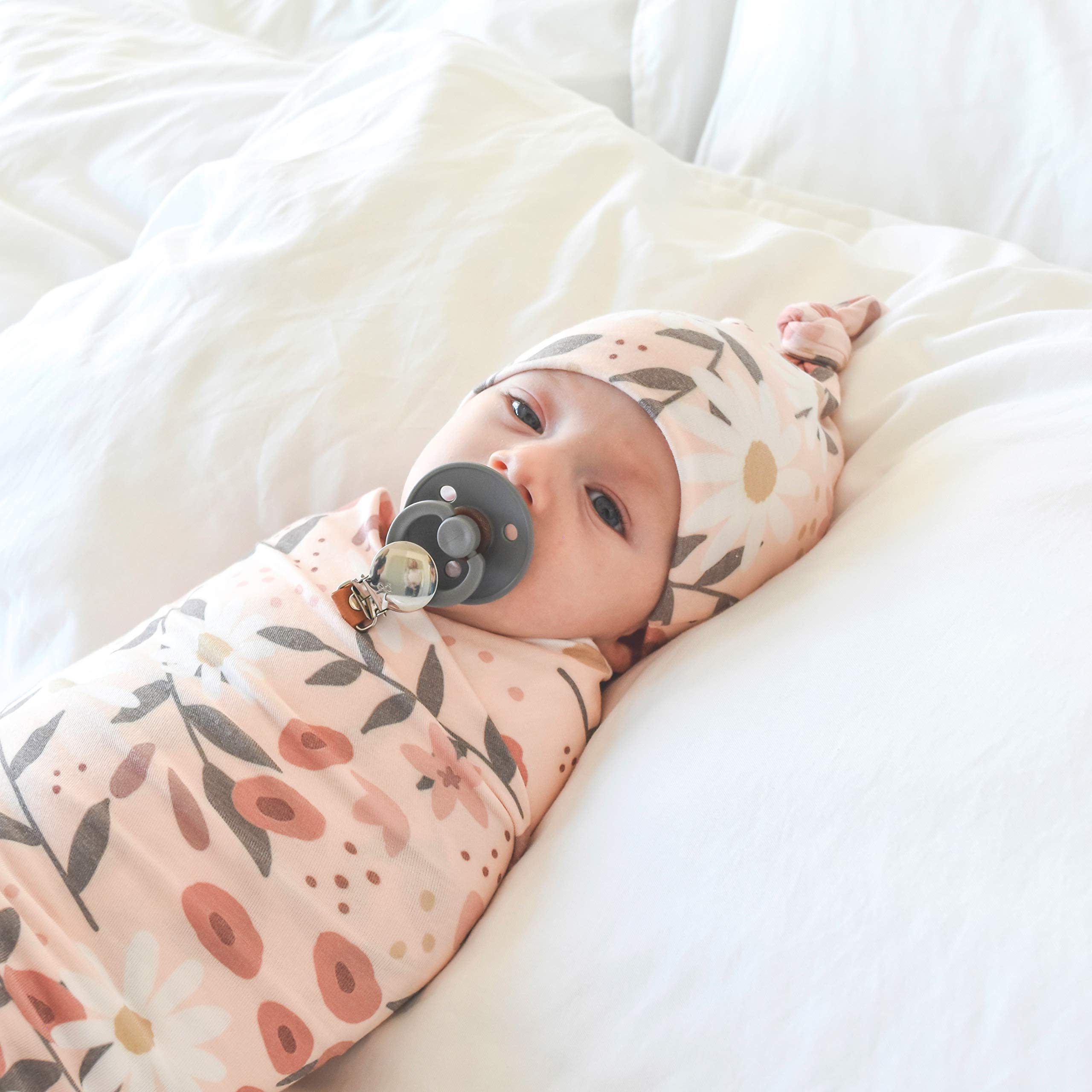 Village Baby Extra Soft Top Knot Hat: Peach Posey