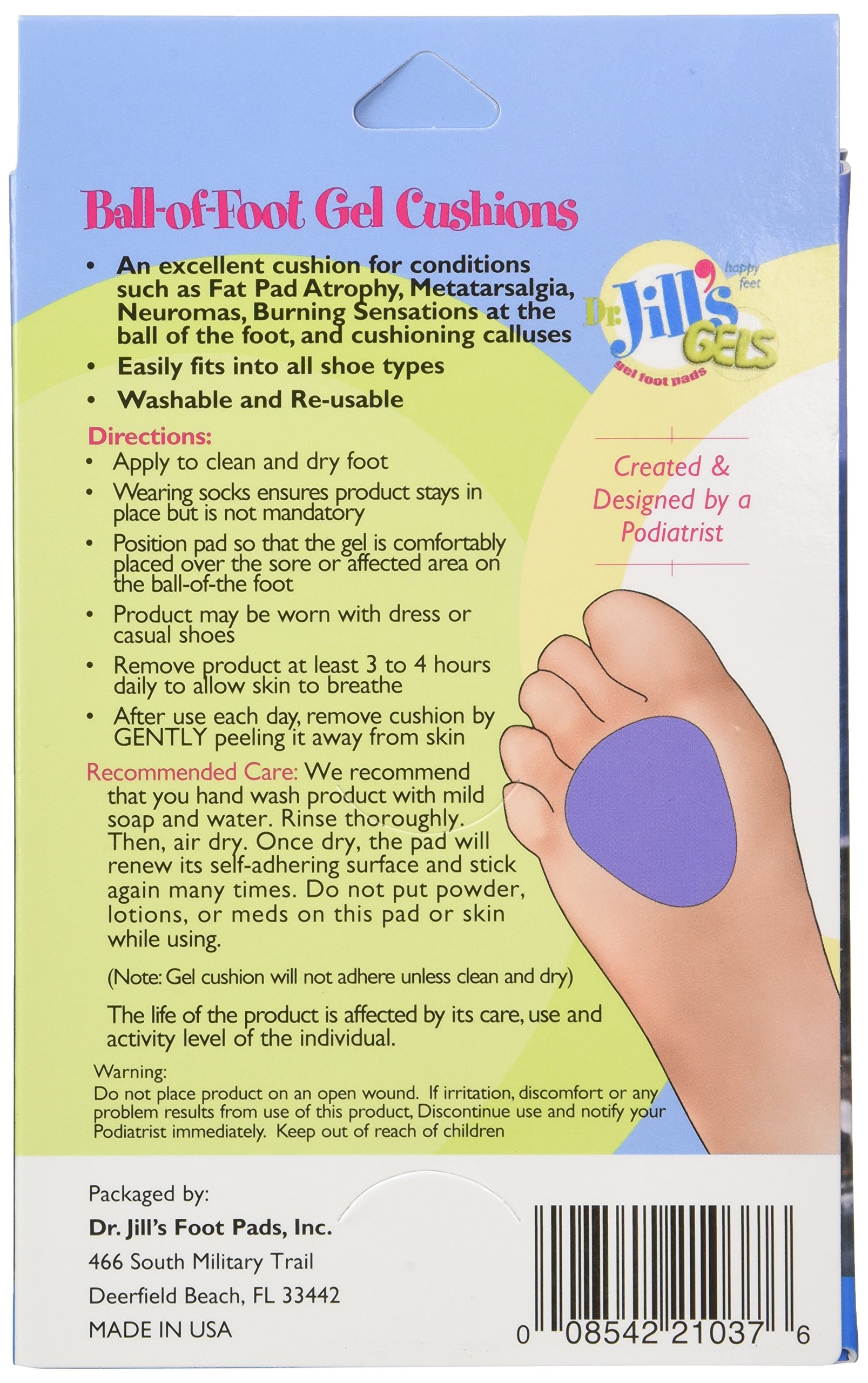 Dr. Jills Gel Ball of Foot Cushions (Self-Sticking and Re-Usable)