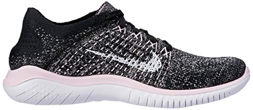 Nike Women's Free RN Flyknit 2018, Black/Pink Foam/White, 7.5